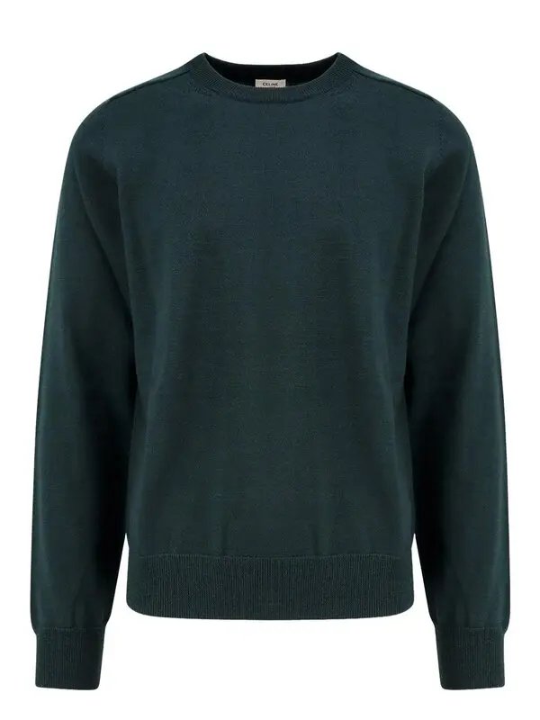 Celine Wool Sweater With Embroidered Triomphe Logo - Green