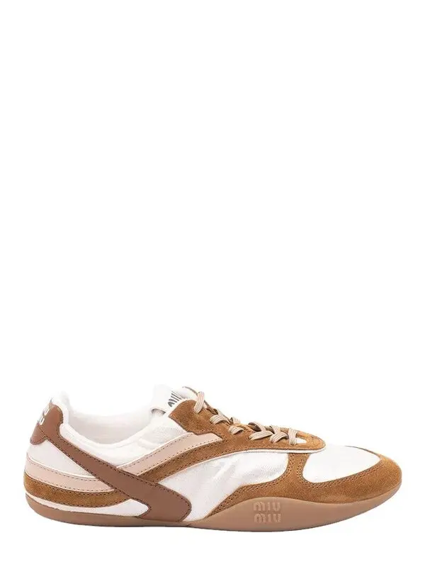 Miu Miu Suede And Canvas Lace-up Sneakers - Multicolor