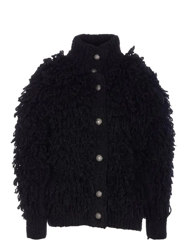 Moncler Teddy Effect Cardigan - Black