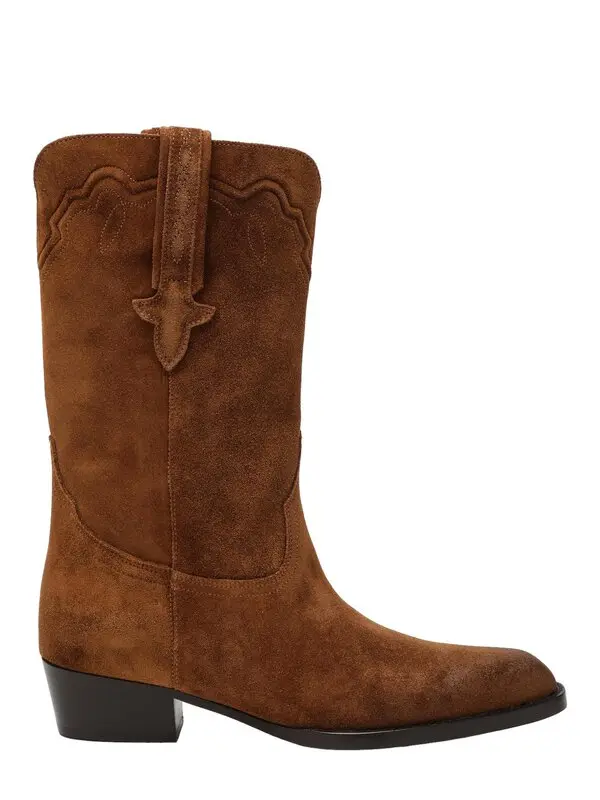 Paris Texas Suede Western Boots - Brown