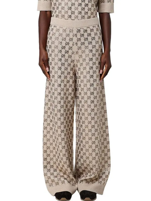 Gucci Beige Monogram Knit Pants - Cream