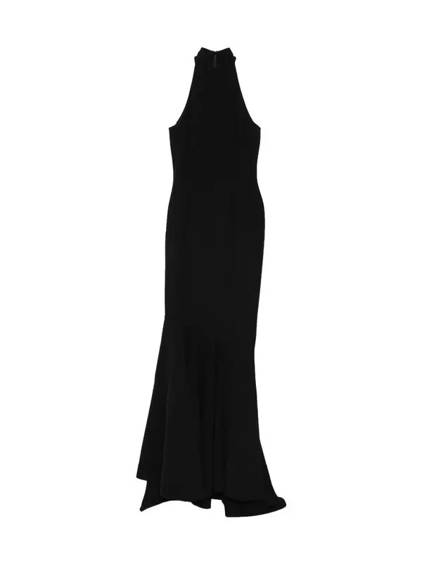 Solace London Halterneck Flared Hem Evening Dress - Black