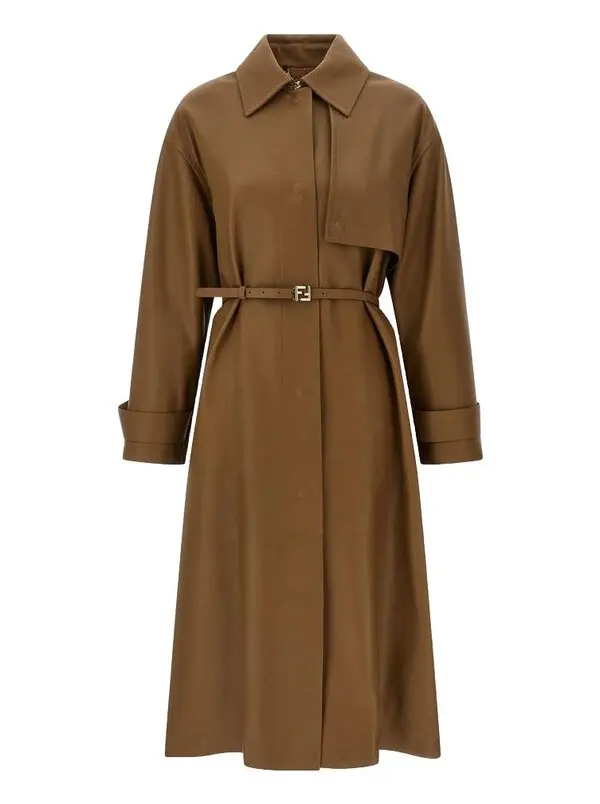 Fendi Lambskin Belted Trench Coat - Brown