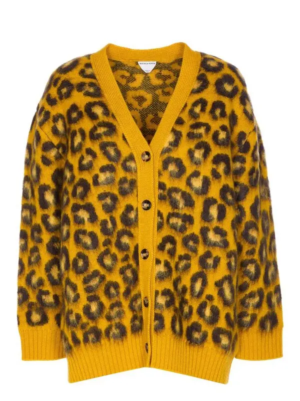 Bottega Veneta Animal Print V-neck Cardigan - Yellow