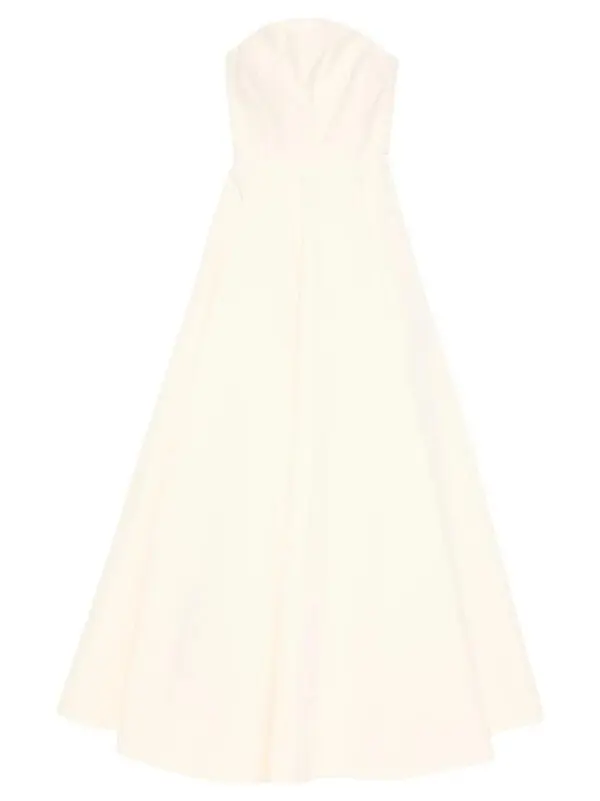 Solace London Strapless Flared Skirt Gown - Cream