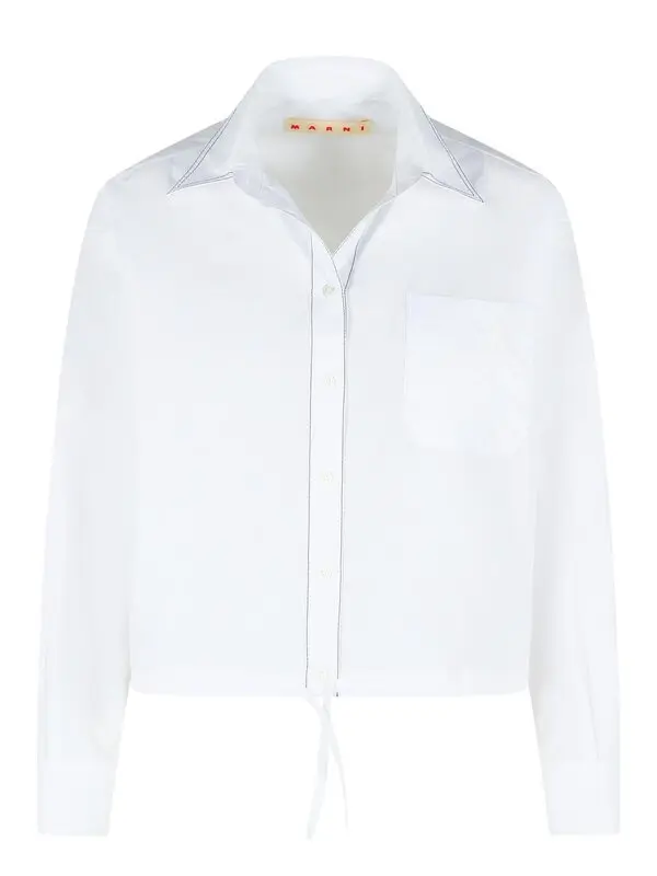 Marni Cotton Poplin Shirt With Contrasting Stitching - White