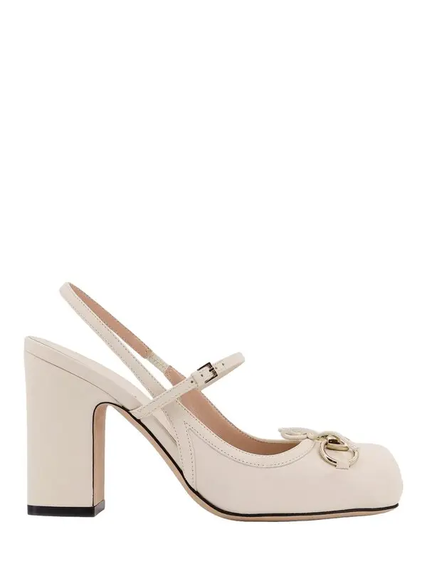 Gucci Leather Slingback Pumps With Square Toe And Metal Horsebit Detail - Multicolor