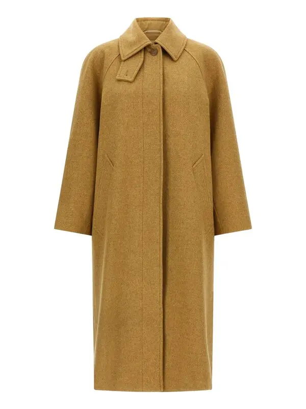 A.p.c. Virgin Wool Coat With Removable Chin Strap - Cream