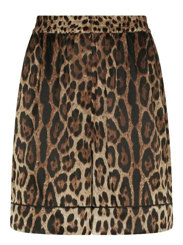 Dolce & Gabbana Leopard Print Silk Shorts - Brown