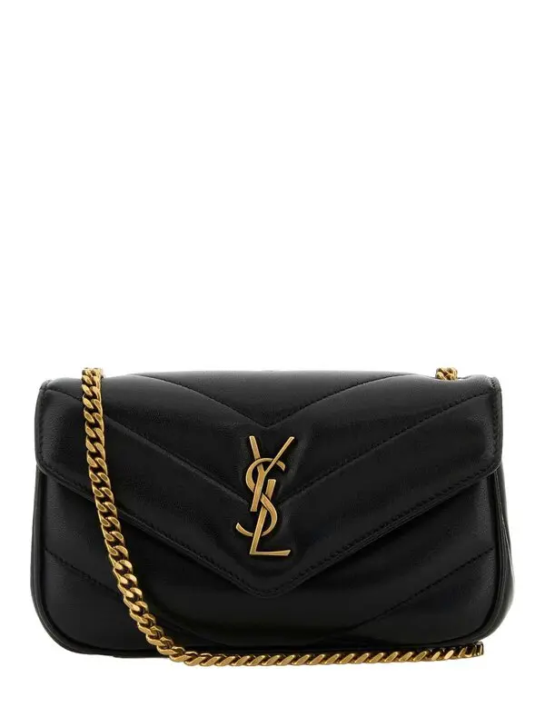 Saint Laurent Leather Mini Loulou Crossbody Bag - Black