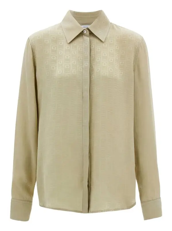 FERRAGAMO Silk Monogram Button-up Shirt - Cream
