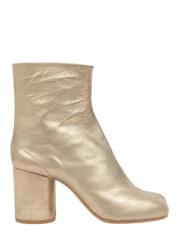 MAISON MARGIELA Tabi Metallic Leather Ankle Boots - Silver