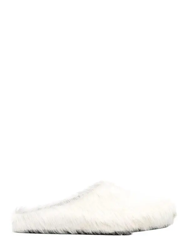 Marni Calf Hair Slip-on Slippers - White