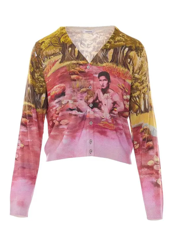Versace The Naturist Print Silk Cardigan - Multicolor