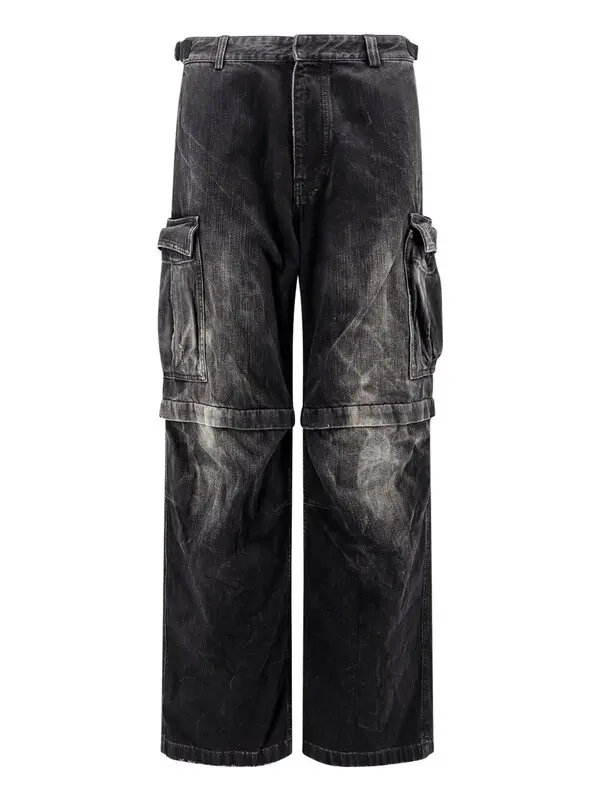 Balenciaga Cargo Denim Trousers - Black