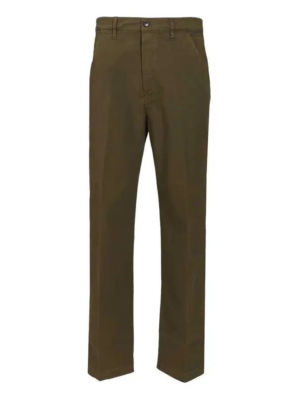 Dries Van Noten Long Cotton Trousers - Green