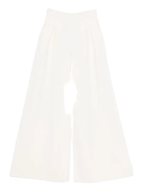 Max Mara Beige Virgin Wool Wide Leg Trousers - Multicolor