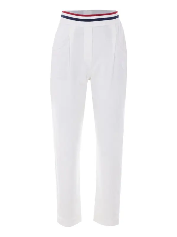 Brunello Cucinelli Striped Cotton Blend Trousers - White