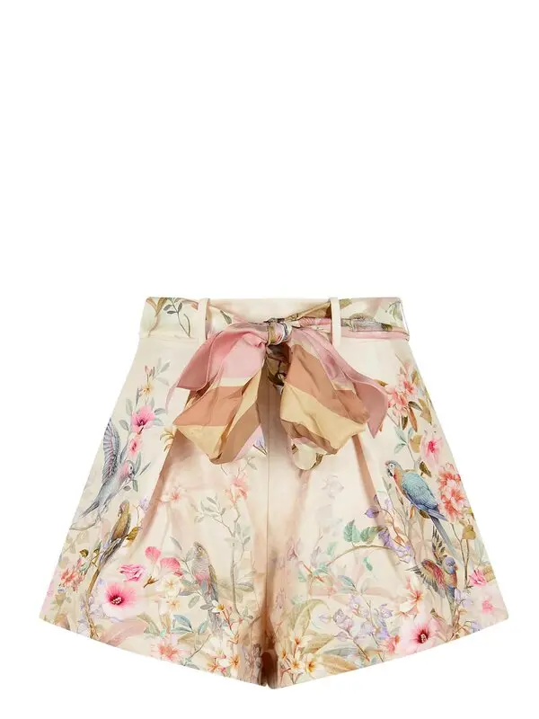 Zimmermann Rebellion Silk And Cotton Shorts - Cream