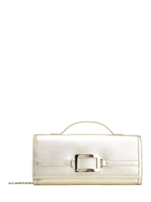 ROGER VIVIER Belle Vivier Clutch Bag In Laminated Leather - Gold