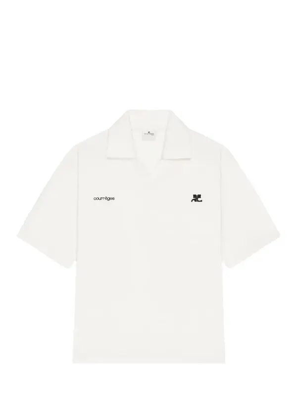 COURREGES Courrèges V-neck Oversized Sports Polo - White