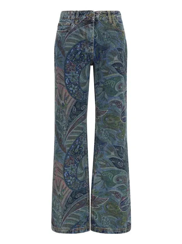 Etro Flare Pants With Paisley Ramage Motif - Multicolor