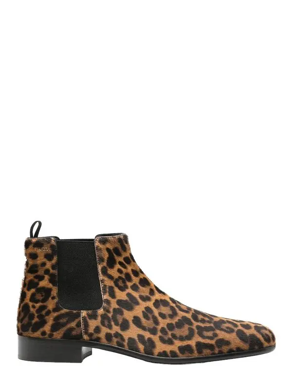 Prada Leopard Print Calf Hair Chelsea Boots - Brown