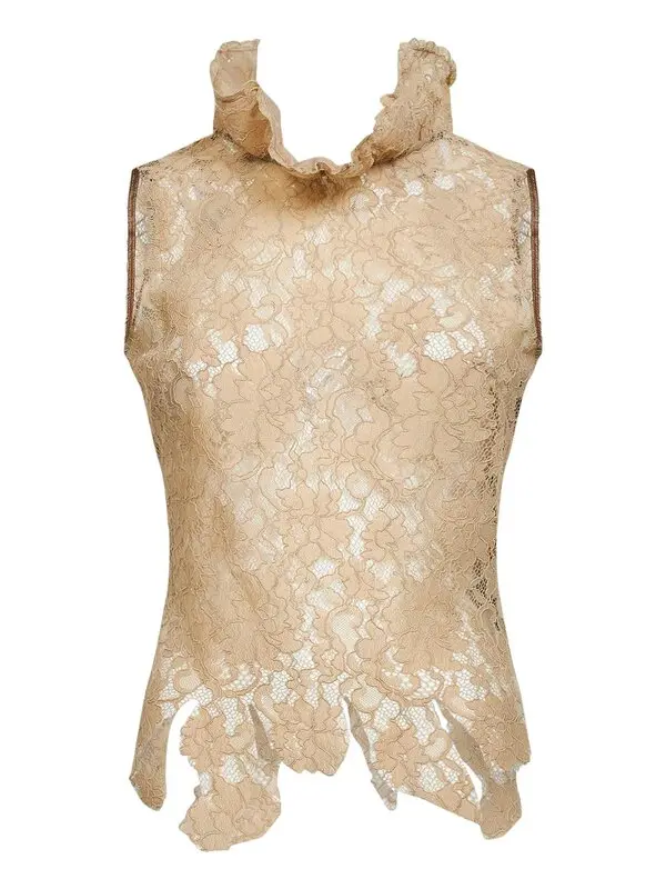 Giuseppe Di Morabito Cream Lace Asymmetrical Top - Multicolor
