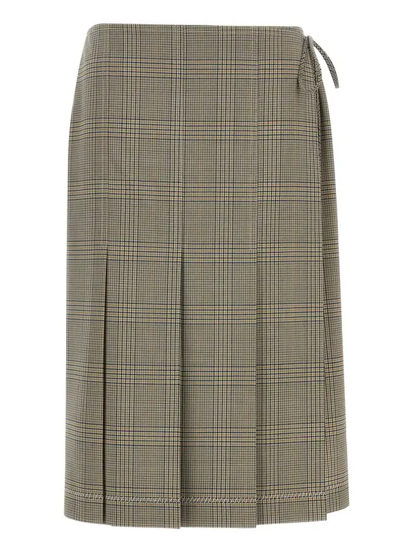 Marni Clement" Pleated Wool Blend Skirt - Gray