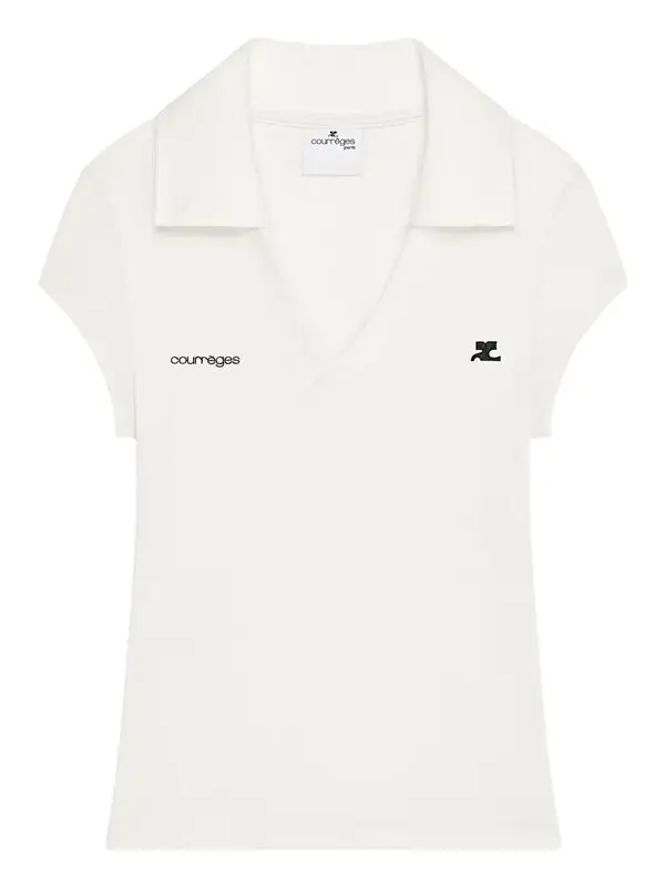 COURREGES Sports Cropped Polo Shirt - White