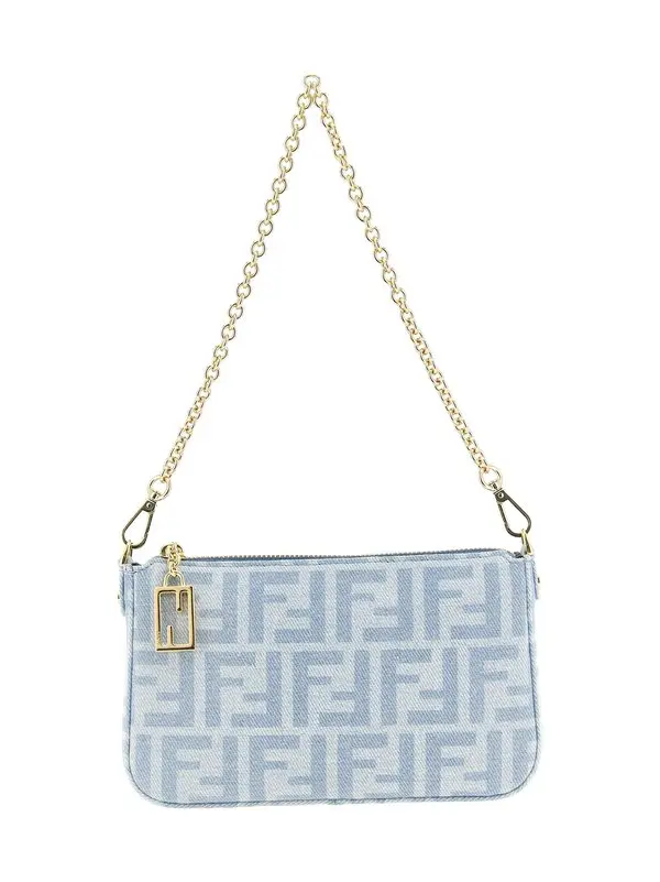 Fendi Baguette Pouch With Ff Pattern - Blue