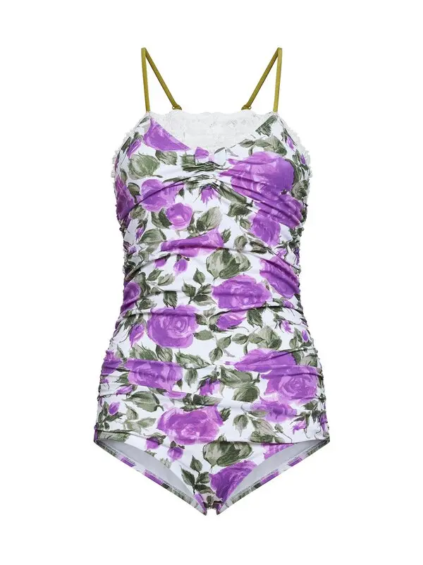 Chloé Rose Print Gathered Bodysuit - Multicolor
