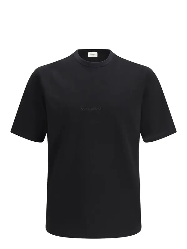 Saint Laurent Cotton Jersey T-shirt With Embroidered Logo - Black