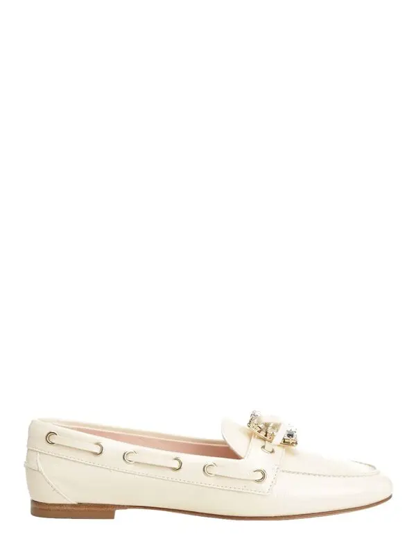 ROGER VIVIER Très Vivier Patent Loafers With Crystal Buckle - Cream