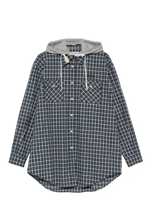 Miu Miu Denim Button-up Shirt With Cuffed Sleeves - Blue