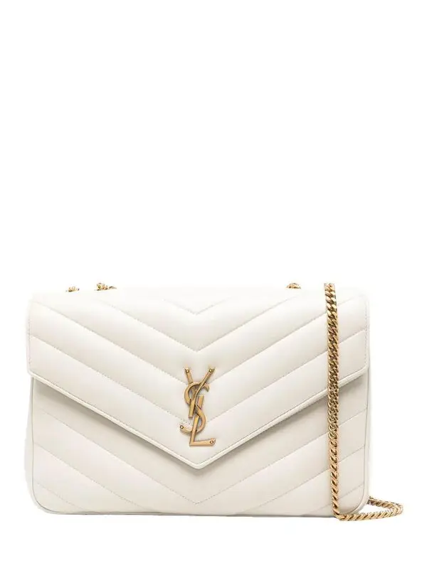 Saint Laurent Quilted Lambskin Shoulder Bag - Cream
