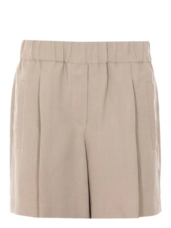 Brunello Cucinelli High-waist Pleated Baggy Shorts - Cream