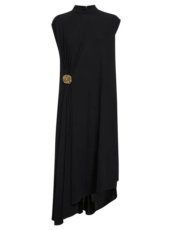 Bottega Veneta Black Crepe Viscose Jersey Asymmetric Dress - Multicolor