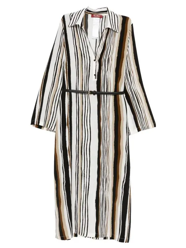 Max Mara Striped Silk Long Dress - Multicolor