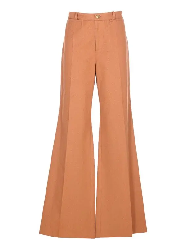 Chloé High-rise Flared Cotton Canvas Pants - Pink