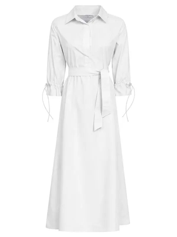 Max Mara White Cotton Poplin Dress - Multicolor