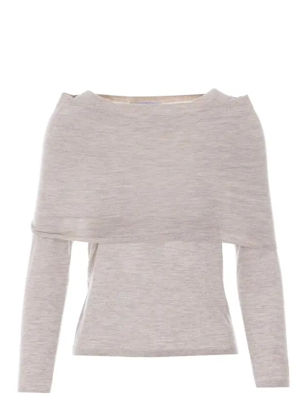 Max Mara Long Sleeve Boatneck Top - Cream