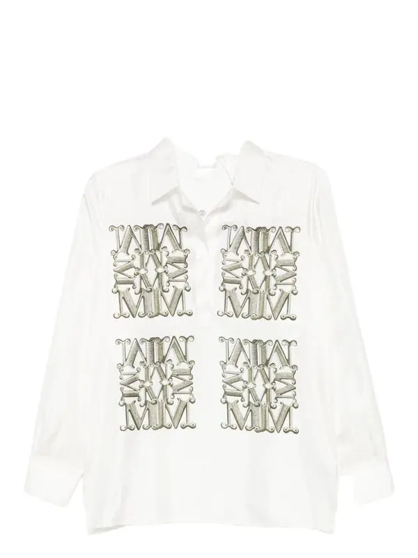 Max Mara Printed Collar Cotton Shirt - Multicolor