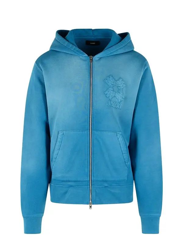 Amiri Dark Indigo Cotton Hoodie With Logo Detail - Blue