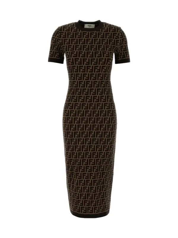 Fendi Ff Jacquard Cotton Dress - Multicolor
