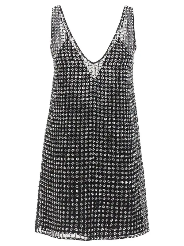 Max Mara Rita Sleeveless Embroidered Organza Minidress - Black