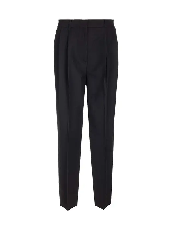 TOTEME High-waisted Pleated Wool Blend Trousers - Black