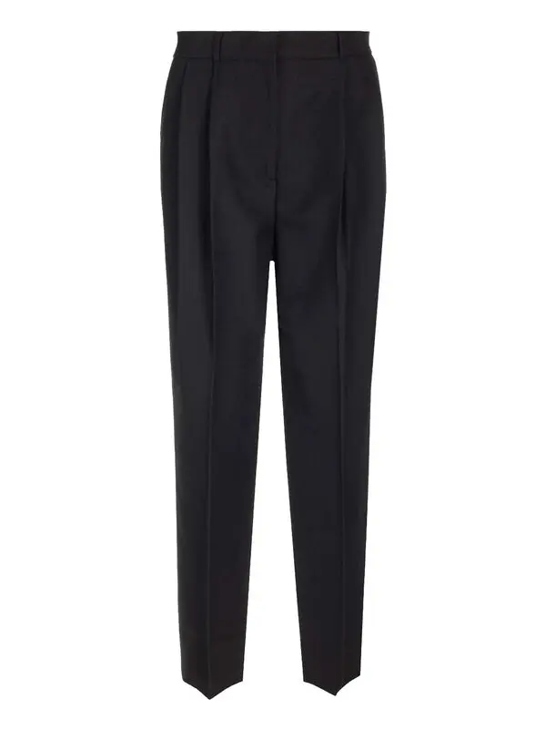 TOTEME High-waisted Pleated Wool Blend Trousers - Black