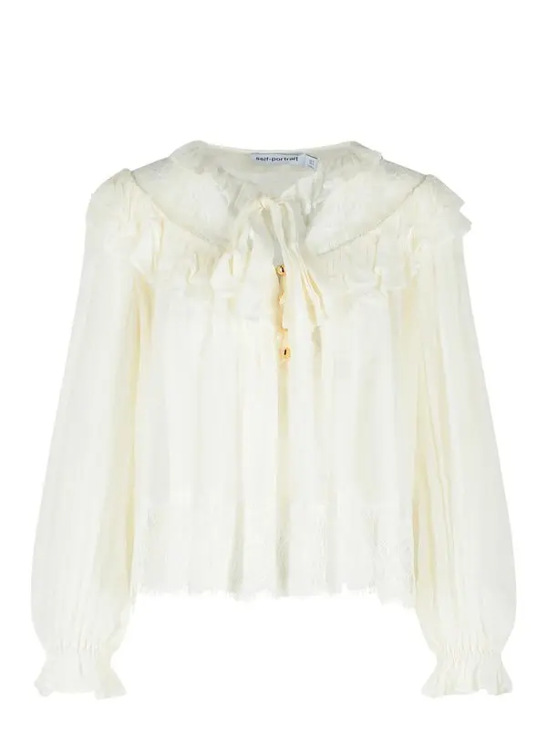 SELF-PORTRAIT Viscose Lace Blouse - White