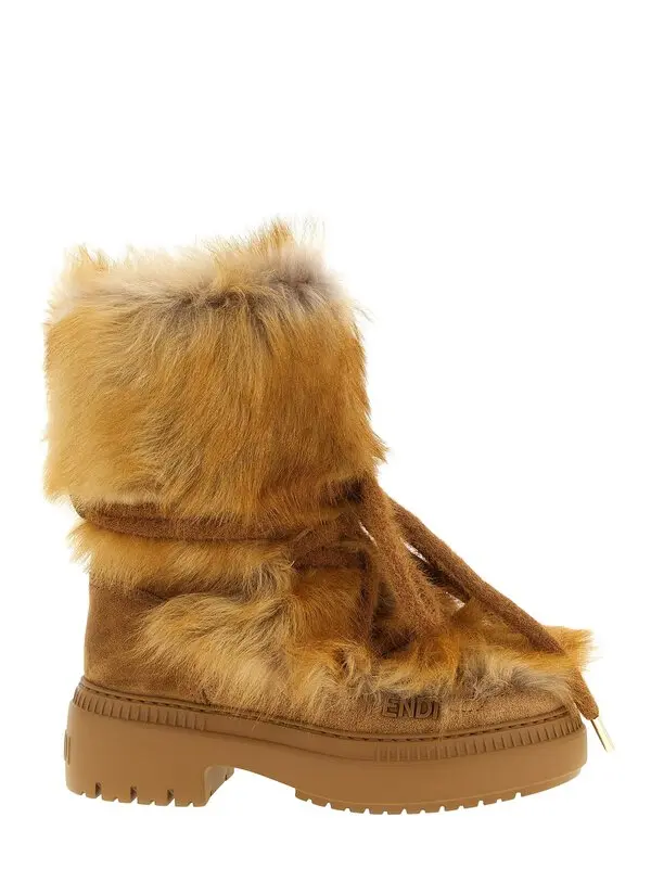 Fendi Apres Chic Sheepskin And Fur Boots - Multicolor